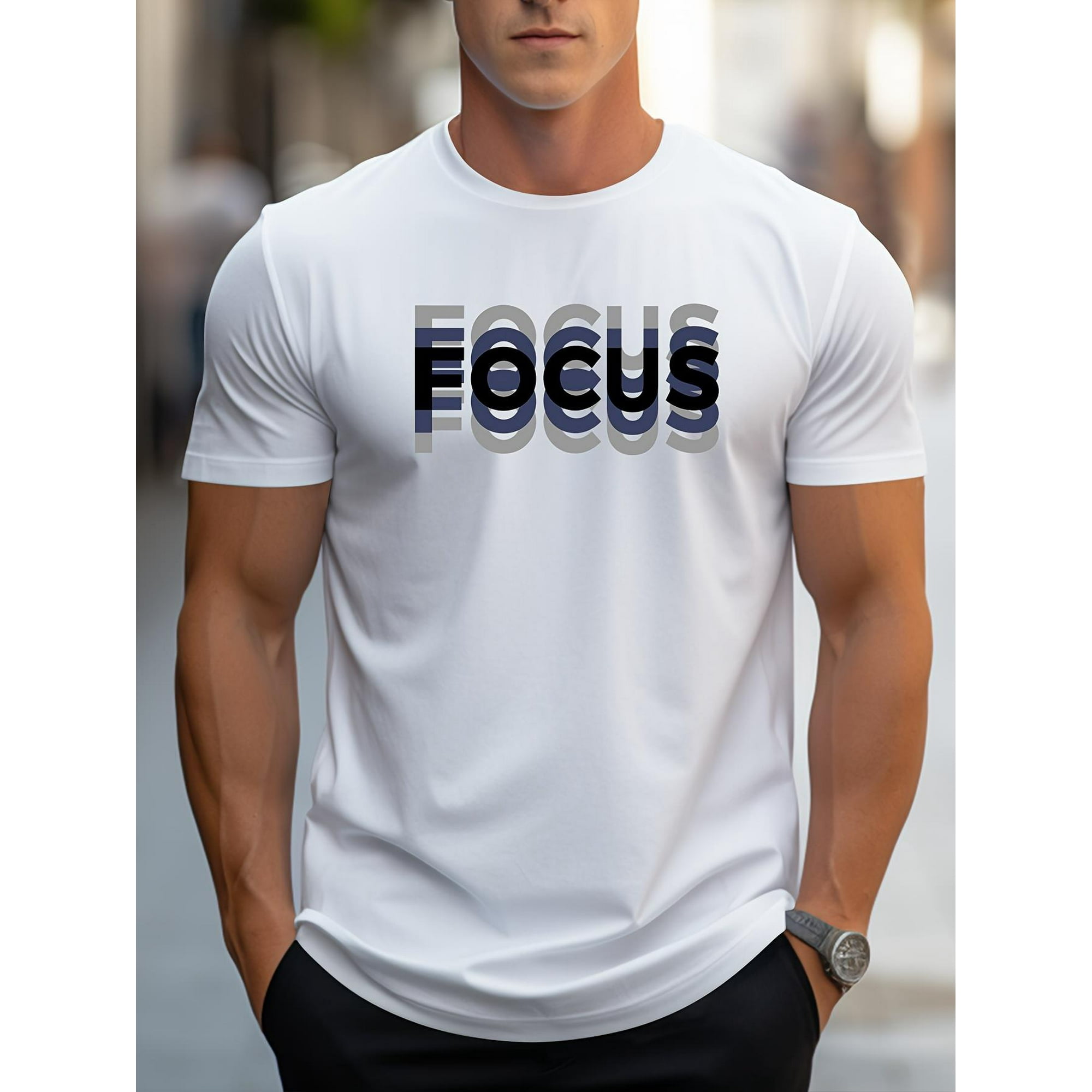 Click here for Generic Focus Print Mens Round Neck Print Tee Shor... prices