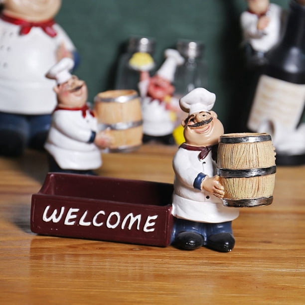 Cartoon Chef Statue Sculpture Cook Desktop Chef Figurine Restaurant ...