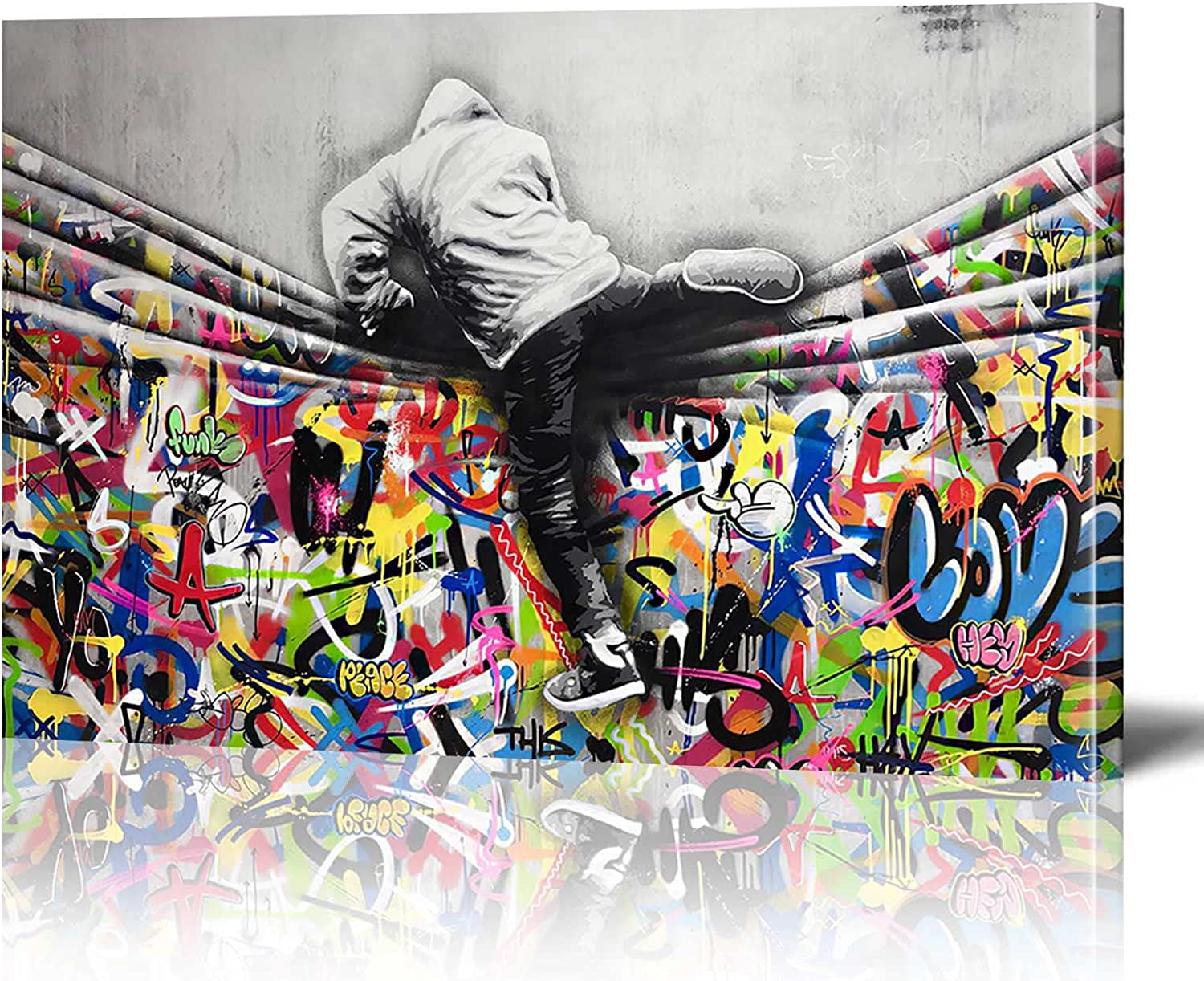 Banksy Canvas Wall Art Behind the Curtain Street Graffiti Large Canvas ...