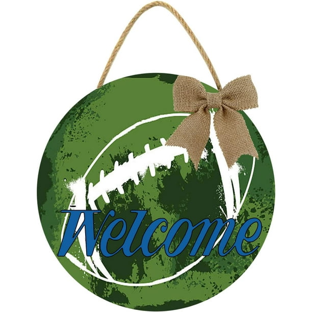 Eveokoki 11" Football Sign Welcome Football Round Hanging Sign Football ...