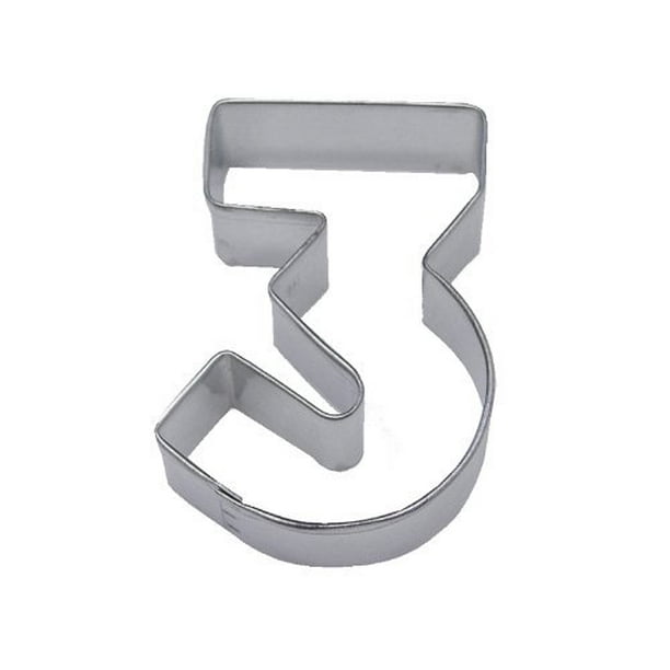 Alpha Numbers OTBP Number Three Cookie Cutter 3 Inch –Tin Plated Steel ...