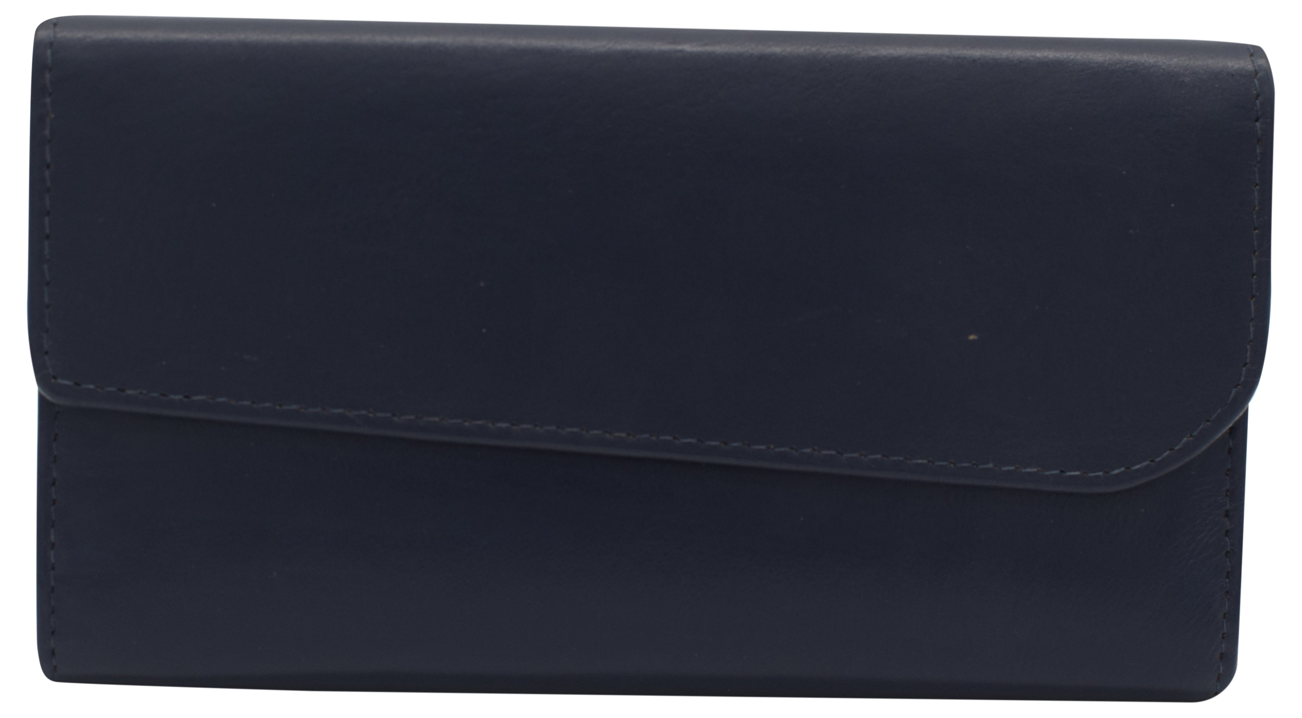 Women's Genuine Leather RFID Trifold Checkbook Slim Wallet for Ladies ...