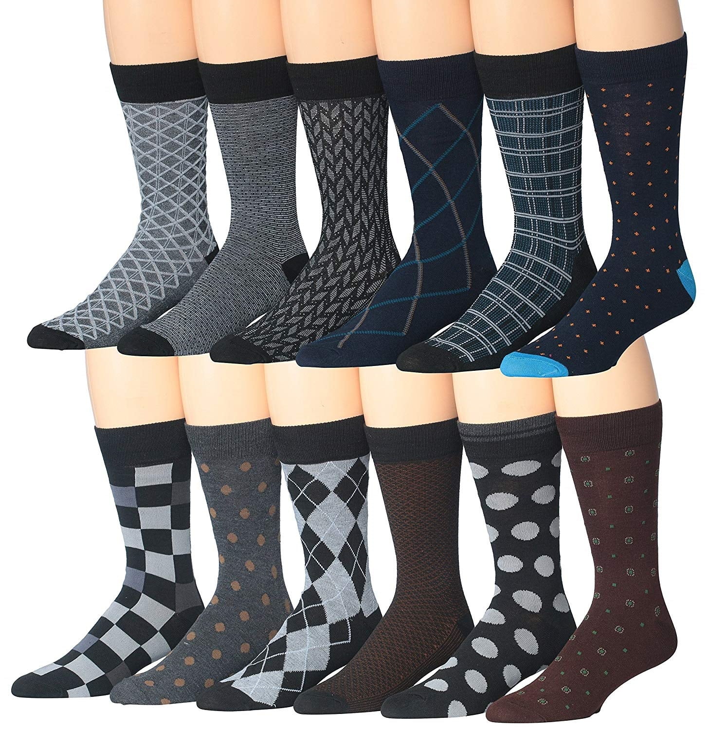James Fiallo Mens 12-Pairs Funny Funky Crazy Novelty Colorful Patterned ...