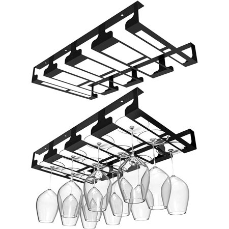 Wine Glass Rack, Under Cabinet Stemware Metal Hanging Wine Glasses ...