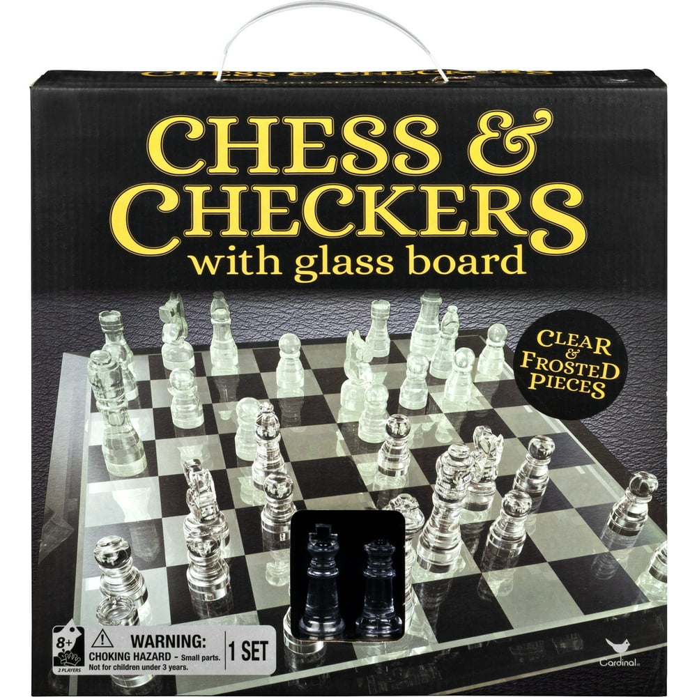 Chess & Checkers Set with 9” Glass Board - Walmart.com - Walmart.com