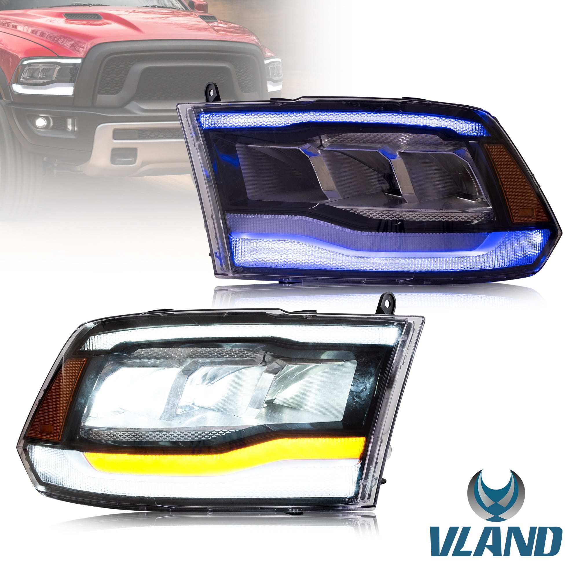 VLAND Full LED Headlights for Dodge Ram 1500/2500/3500 2009-2018/Ram ...