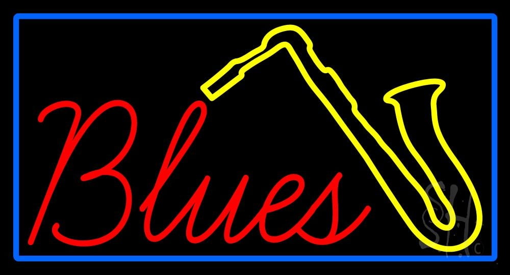 Red Blues Yellow Saxophone LED Neon Sign 20" Tall x 37" Wide - inches ...