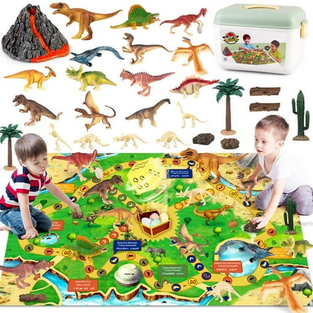 Dinosaur Volcano Toys with Large Play Mat Educational Realistic ...