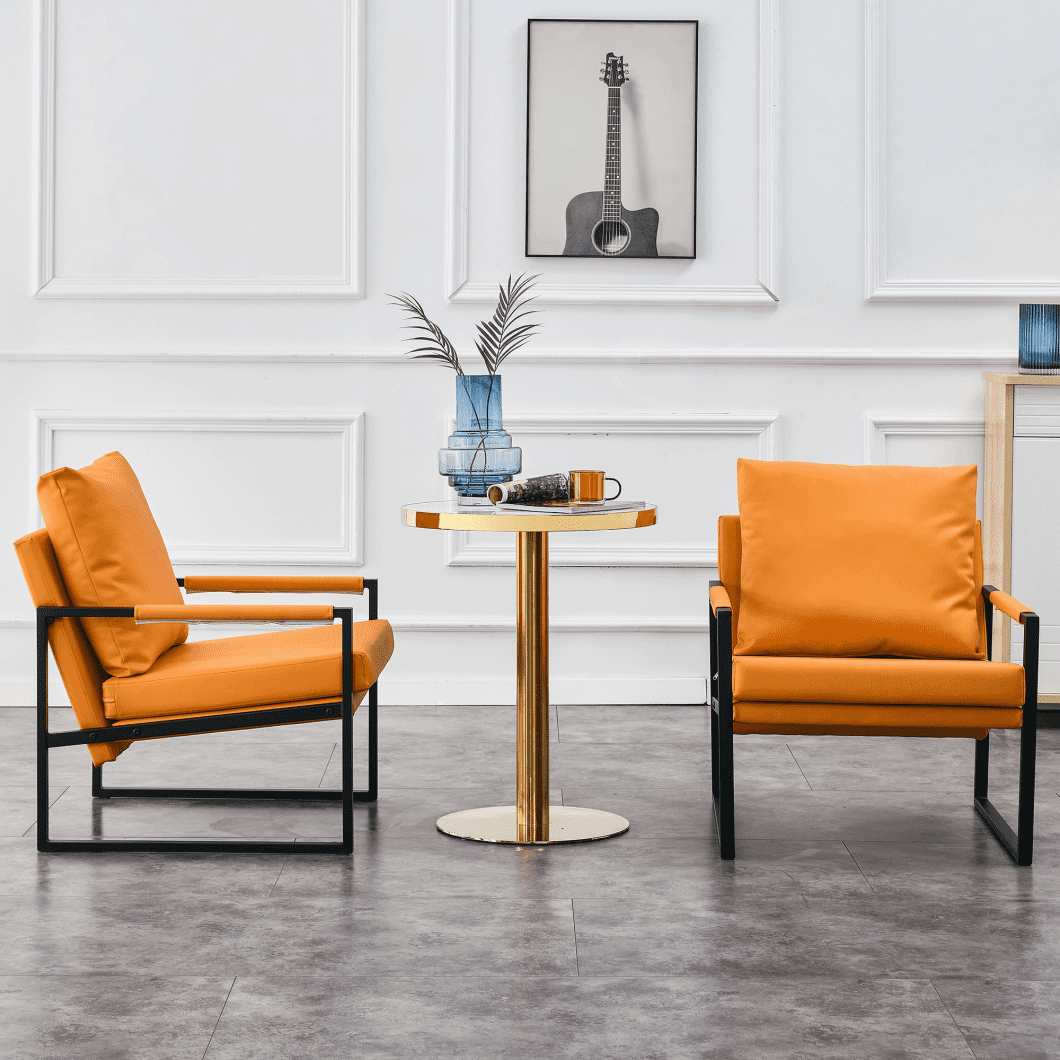 PU Leather Accent Chair Upholstered Armchair with Metal Frame, Extra ...