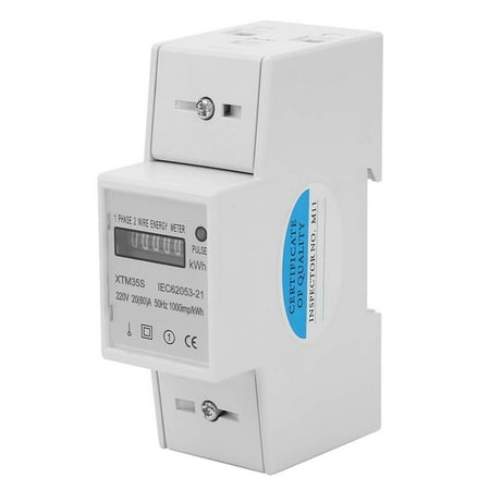 KWh Meter,220V Digital 1-Phase 2 Wire 2P DIN-Rail Electric Meter ...