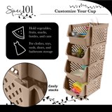 Spec101 Plastic Stackable Storage Bins - 4pc Tan Pantry Closet ...