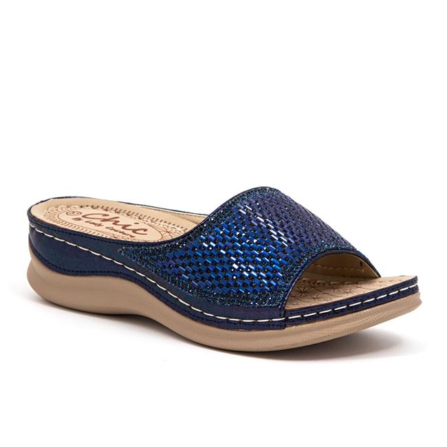 Glitz Slide Slipper with a Padded Foot Bed, Navy - Size 40 - Walmart.com