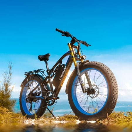 Wayne Electric Bike for Adults, 26 inch Fat Tire Snow Beach Mountain Bike, E-MTB, Shimano 9 ...