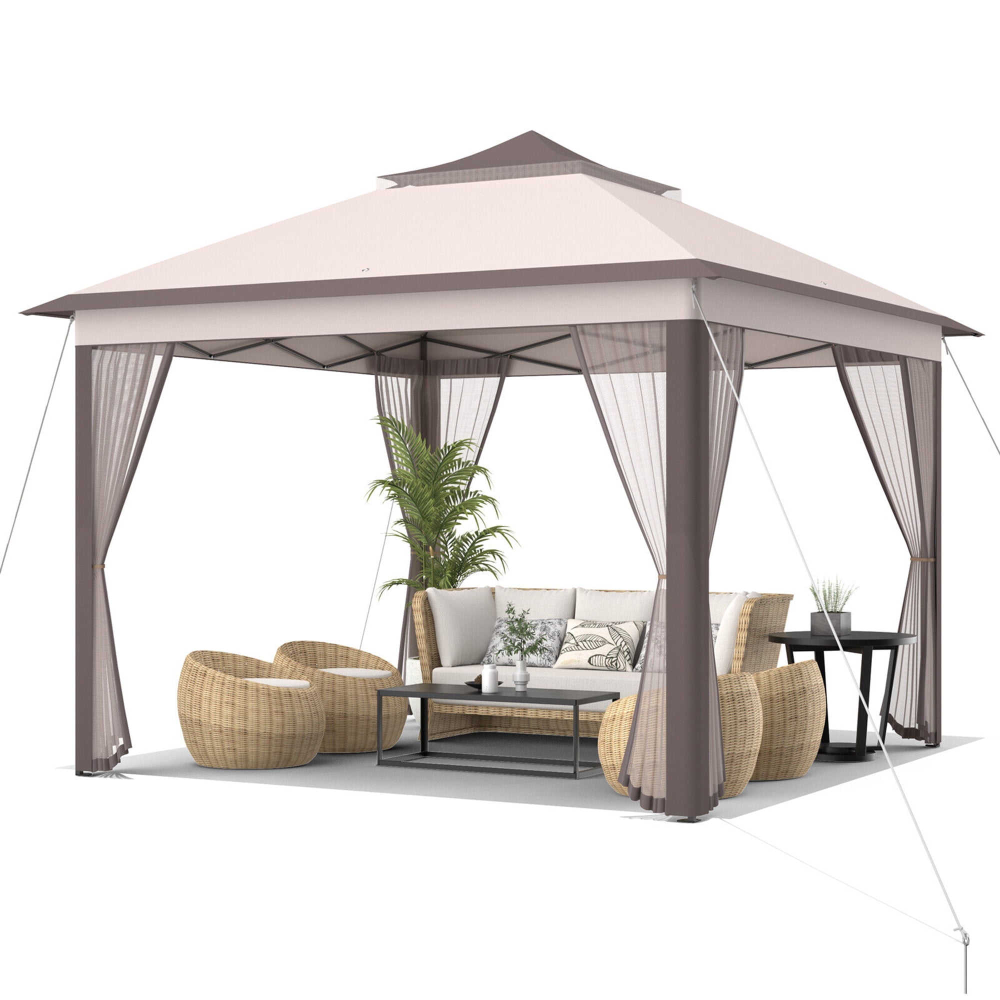 Click here for Gymax 11 X 11 Ft Pop Up Gazebo 2-Tier Patio Canopy... prices