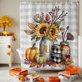 Bathroom Shower Curtain Fall Sunflower Leaf Waterproof Shower Curtains ...