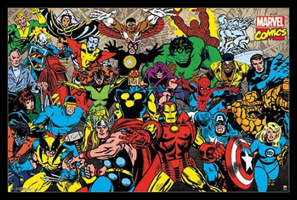 Marvel Retro Line Up Laminated & Framed Poster (24 X 36) - Walmart.com