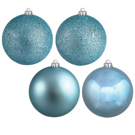 Baby Blue 4 Finish Assorted Ball Ornament, 1 in. - 18 per Box | Walmart ...