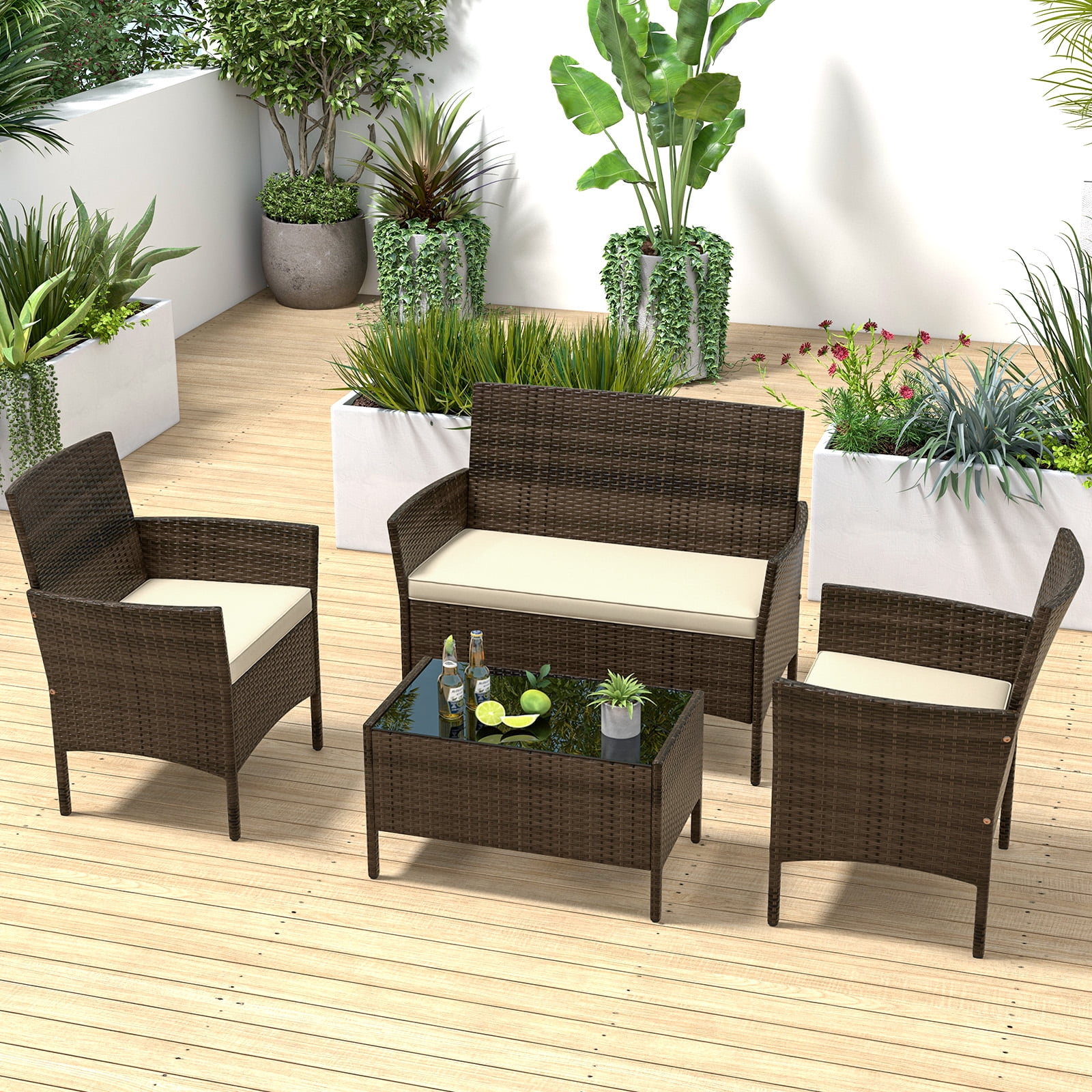 Click here for Costway 4 Pcs Patio Furniture Set With Washable Cu... prices