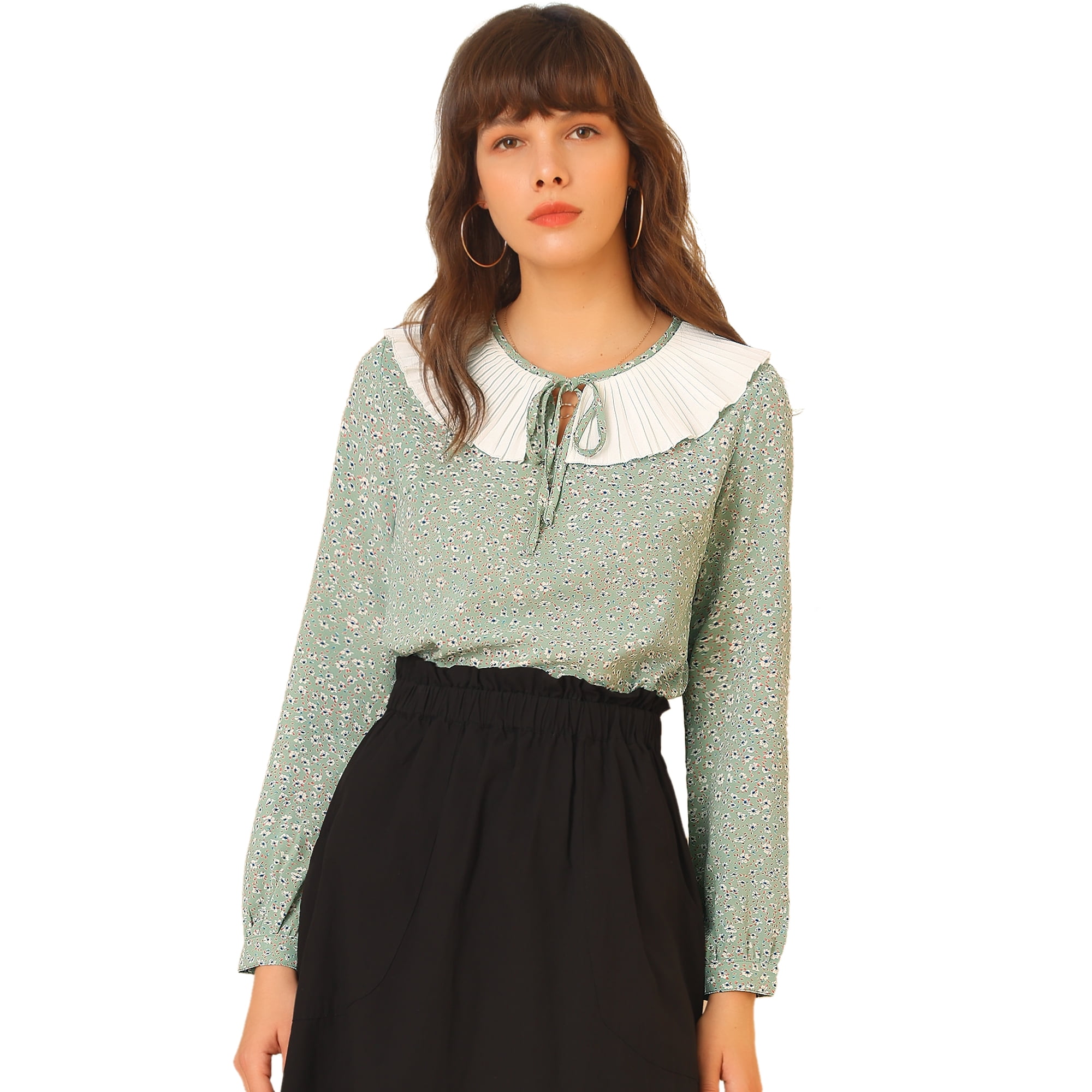 Click here for Inspire Chic Womens Contrast Pleated Collar Tie Ne... prices