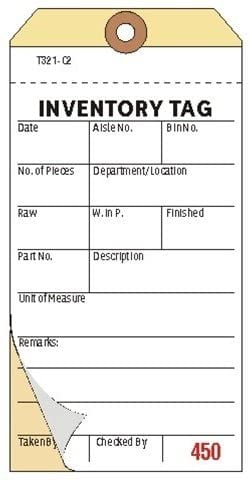 Inventory Tags, 2-Ply Carbonless, Manila, Box of 500, Plain, Sequence ...