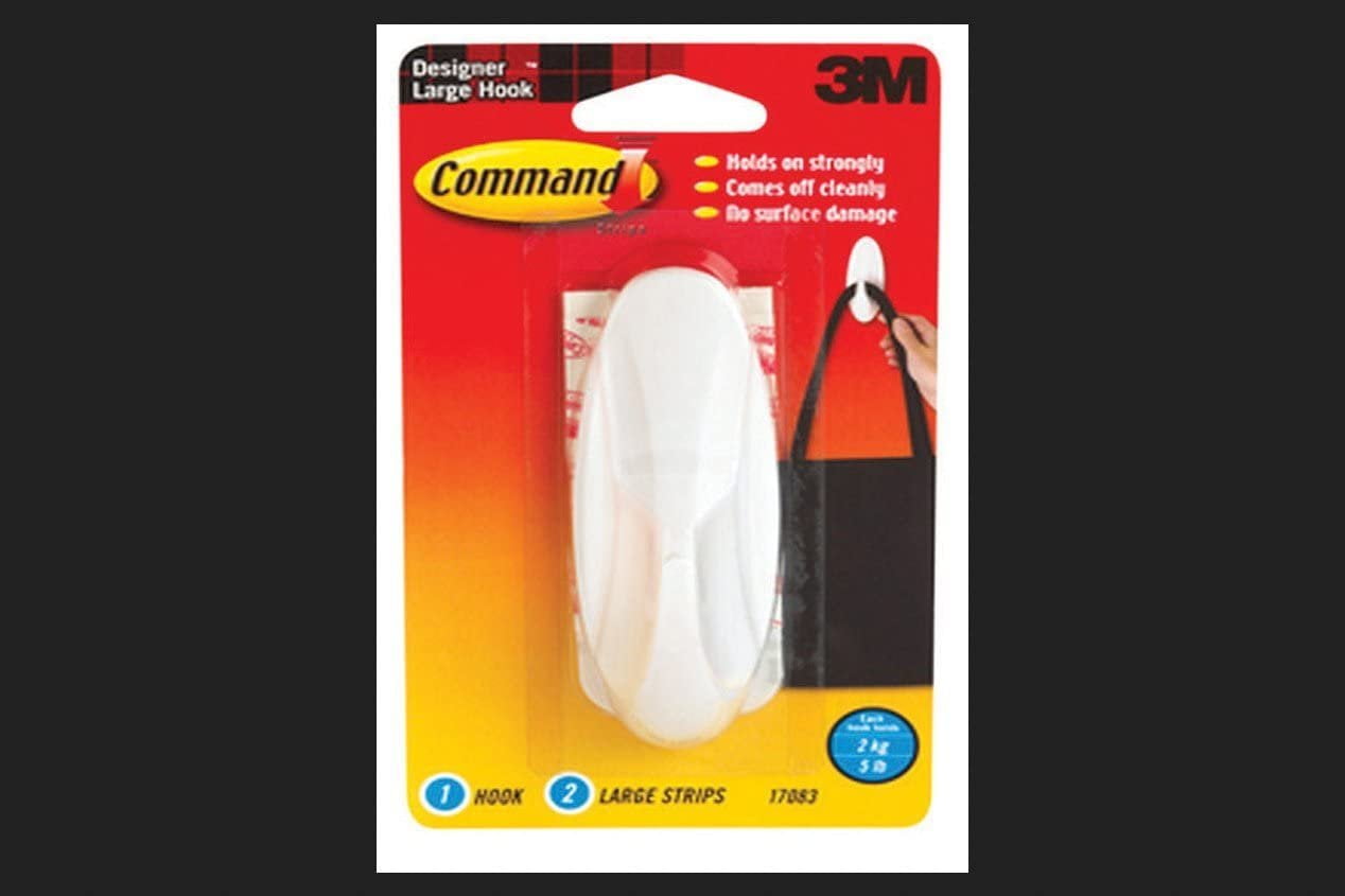 Command Designer Hook & Strips Plastic Holds Up To 5 Lb Large White ...