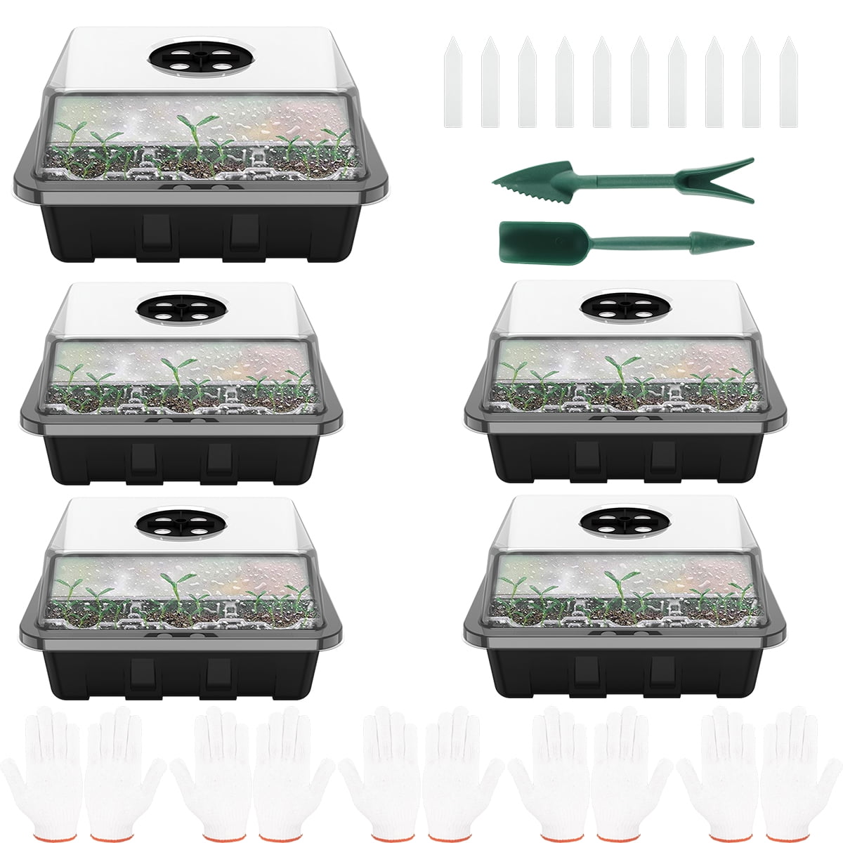 Hands DIY 5pcs 12 Cells Seed Starter Tray Seedling Tray Humidity ...