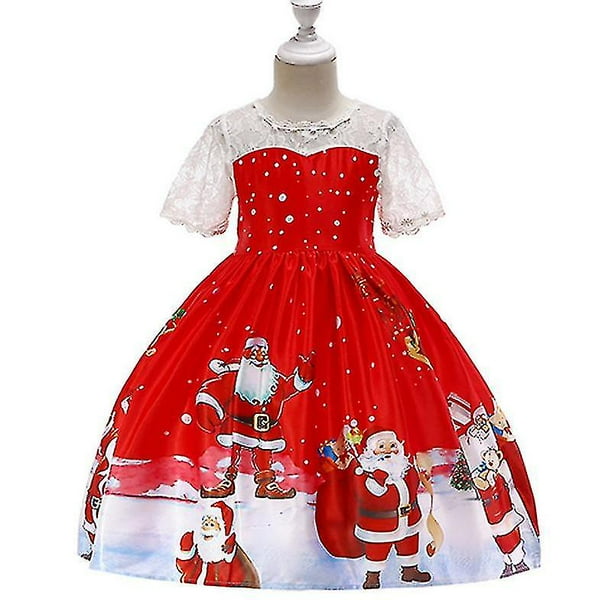 Kids Girl Christmas Santa Swing Dress Xmas Prom Ball Princess Dresses ...