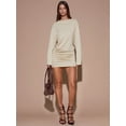 Apricot Long Sleeve Loose Cowl Back Mini Dress For Cocktail Party ...