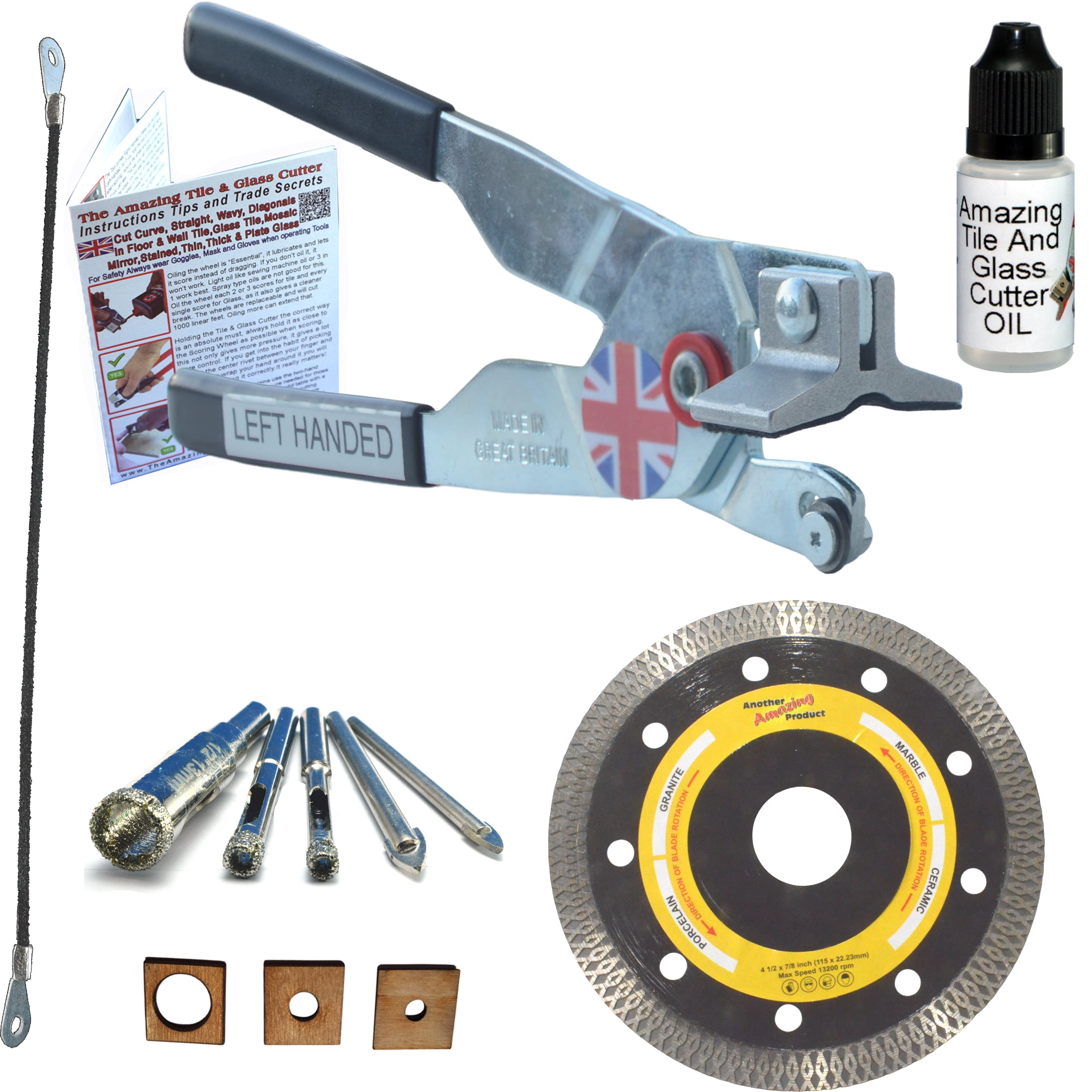 Tile Cutter Hand Tool Kit 2 Left Handed Tile Cutter 4 1/2 in Diamond ...