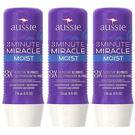 Aussie 3 Minute Miracle Moist Deep Conditioning Treatment, 8 Oz (Pack ...