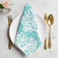 Cloth Napkins Set of 6 Aqua Ocean Coral Cocktail Napkins Coastal Marine ...