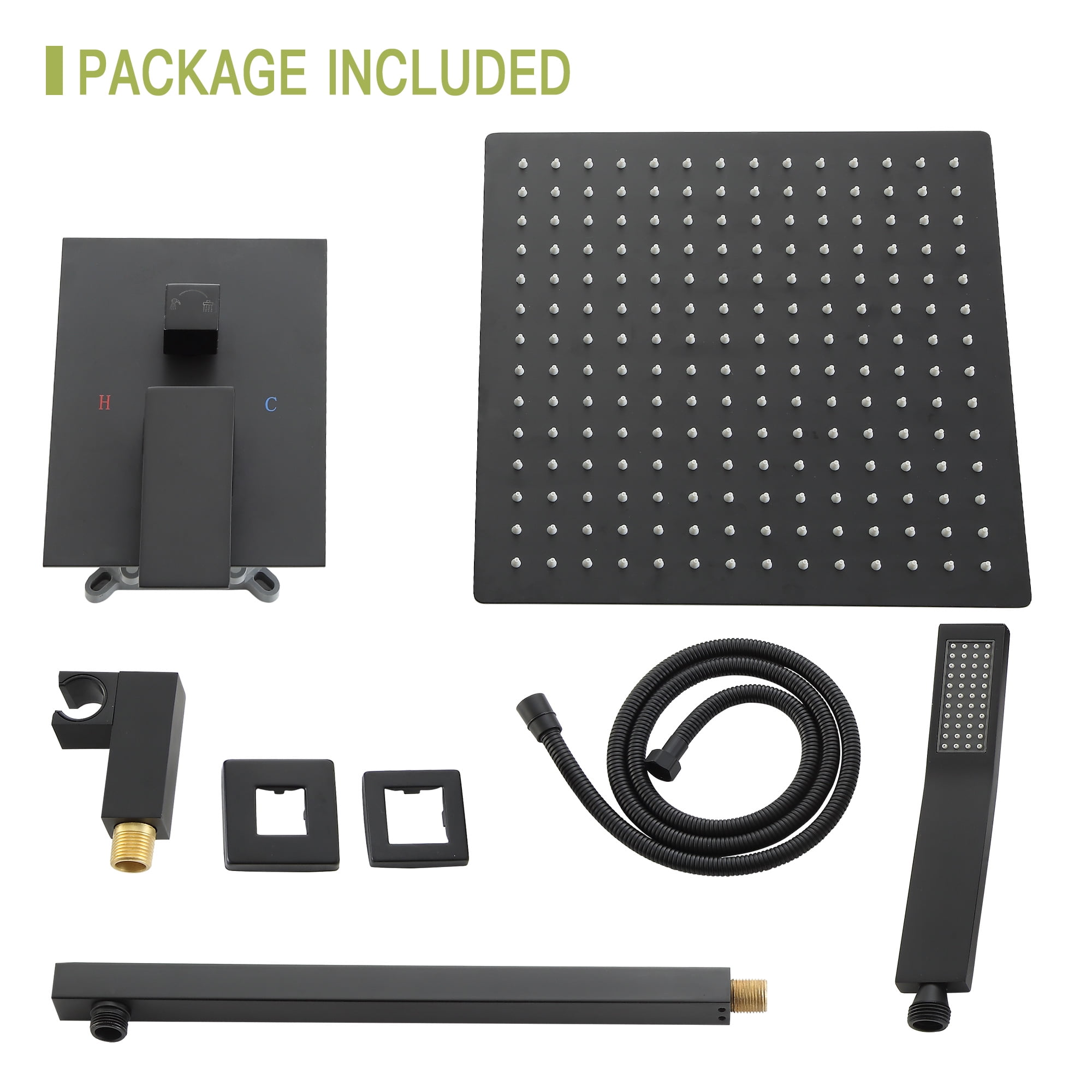 KUIKUI Shower set 10 inch square shower set, Dual Shower Heads, simple ...
