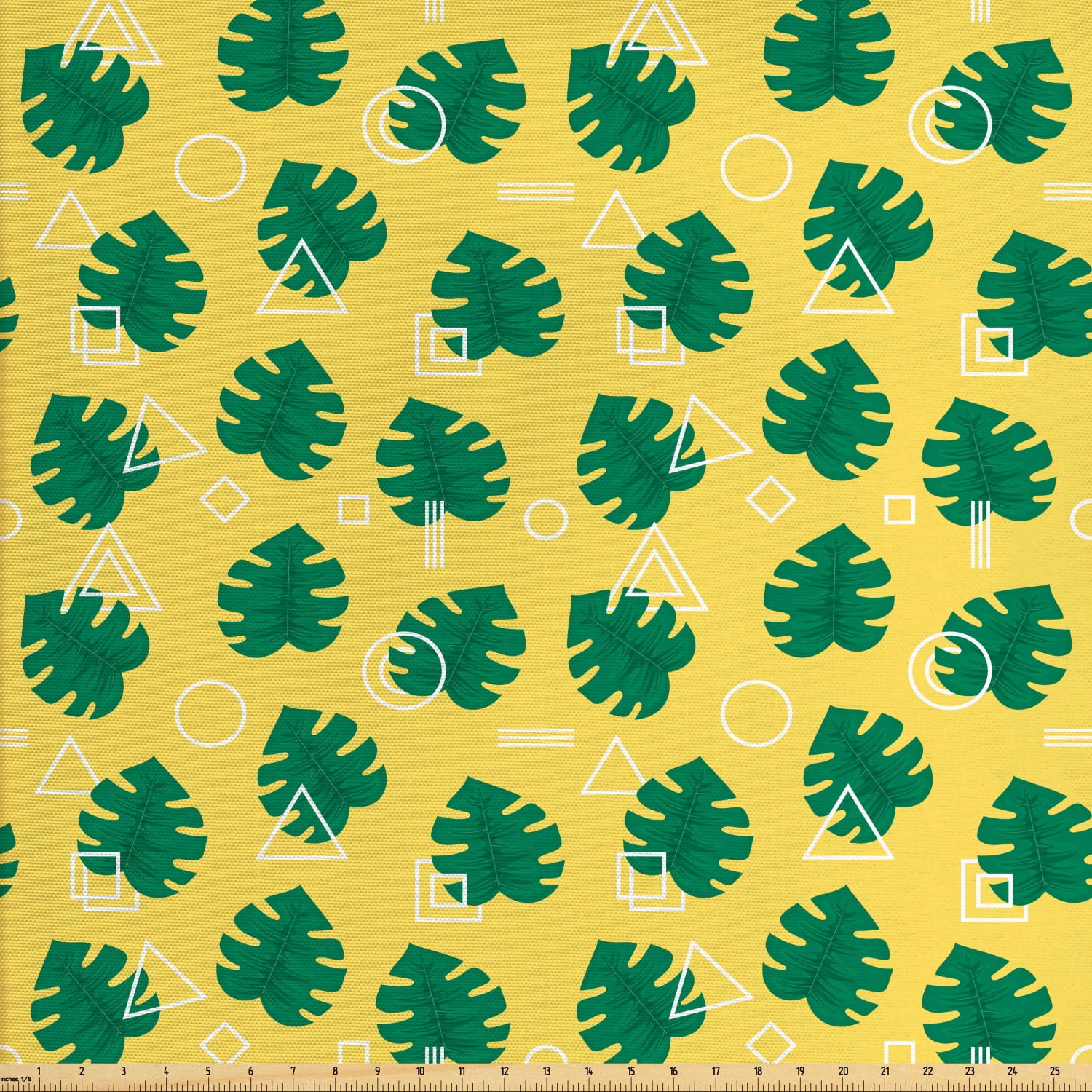 Geometric Fabric by the Yard, Modern Monstera Leaves Triangles Circles ...