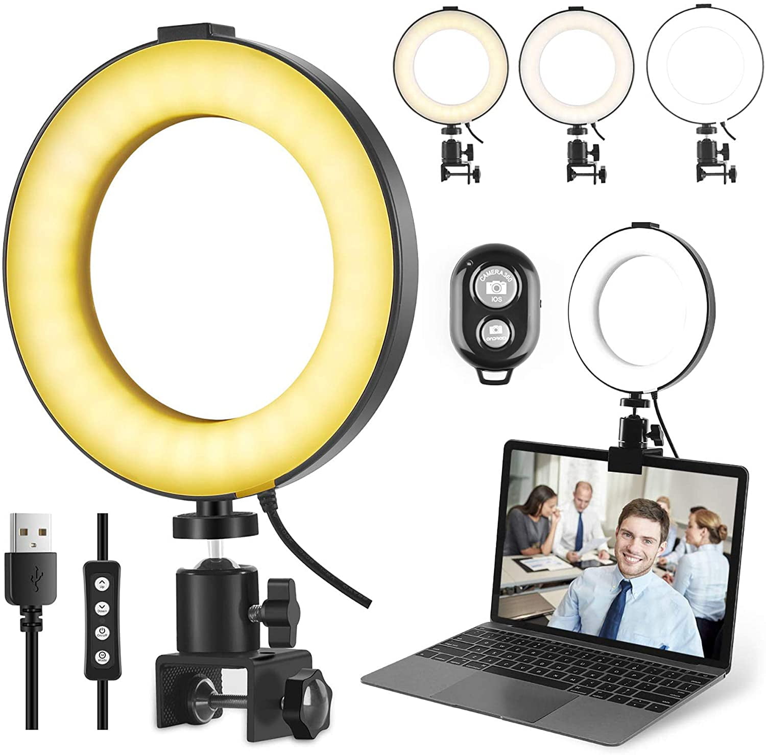 Laptop Ring Light with Clamp, Video Conference Led Lighting Kit, 10 ...