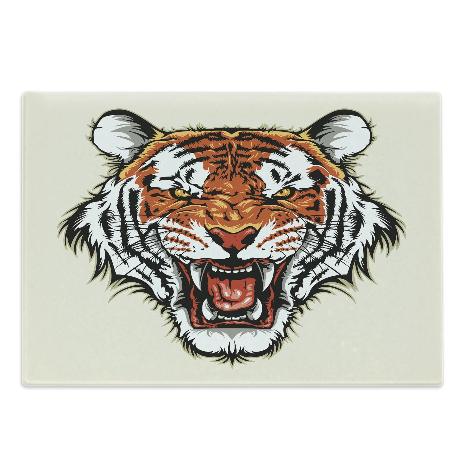 Tiger Cutting Board, Angry Ready to Attack Beast with Sharp Fangs ...