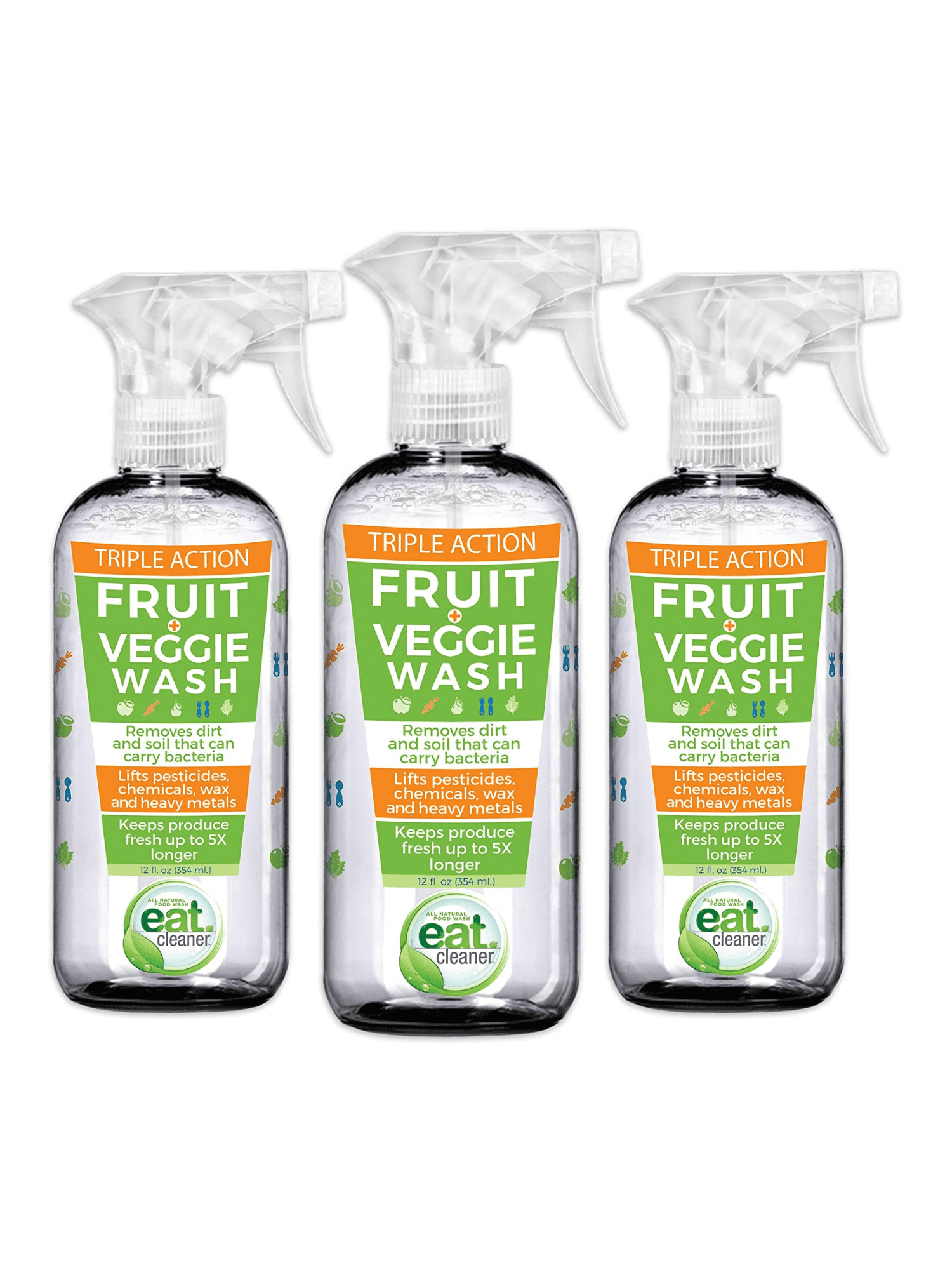 Eat Cleaner Fruit and Veggie Wash Spray, Produce Wash and Cleaner- Pack ...
