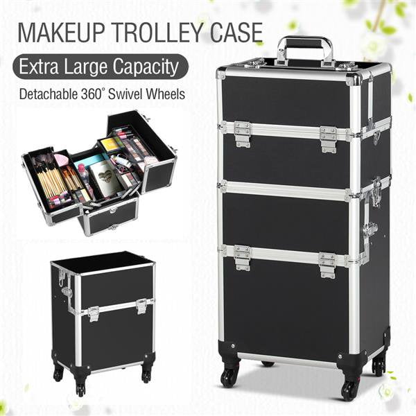 Professional Makeup Train Case, Cosmetic Case Lockable Beauty Trolley ...