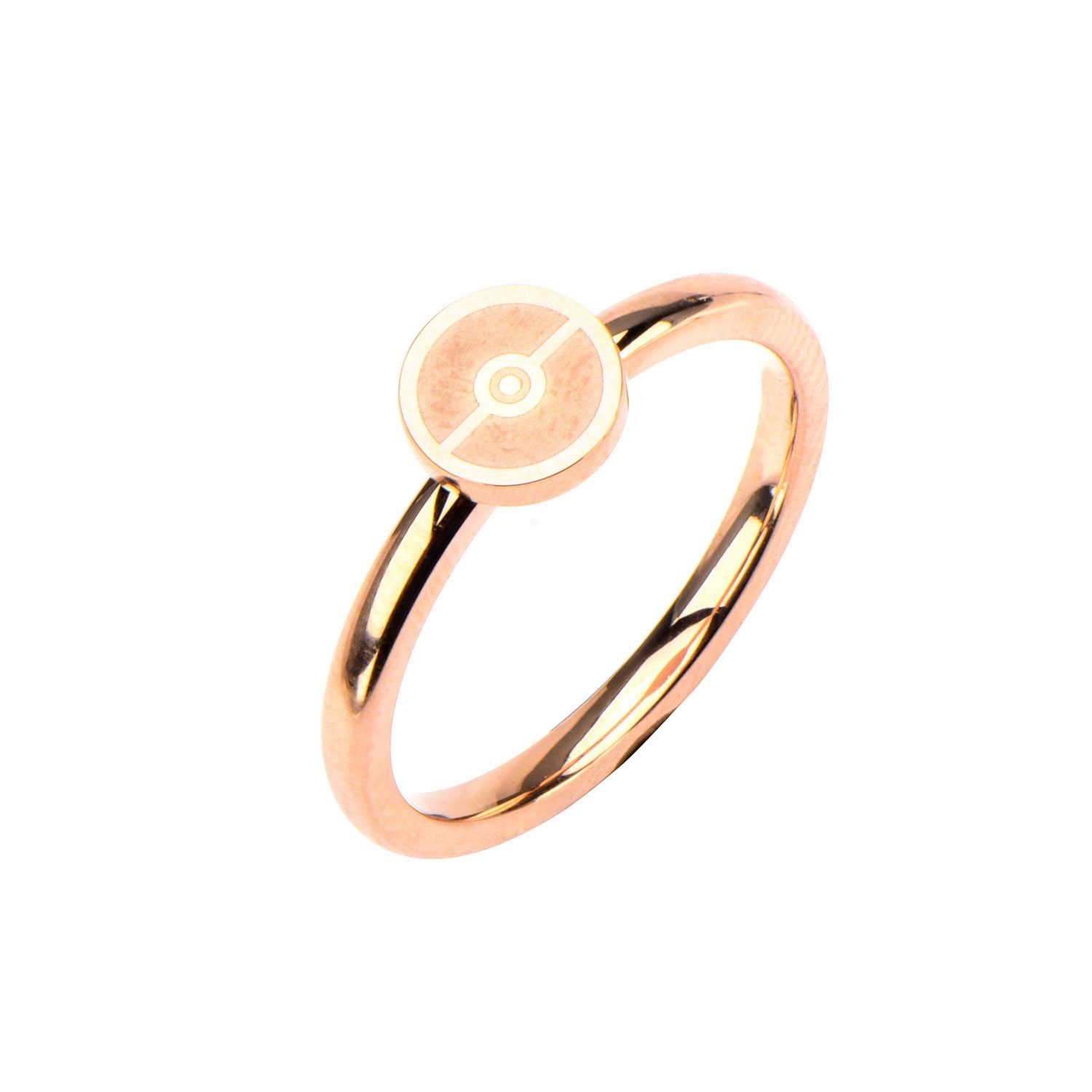Inox - Pokemon Poke Ball Rose Gold PVD Plated Stainless Steel Ring | 6 ...