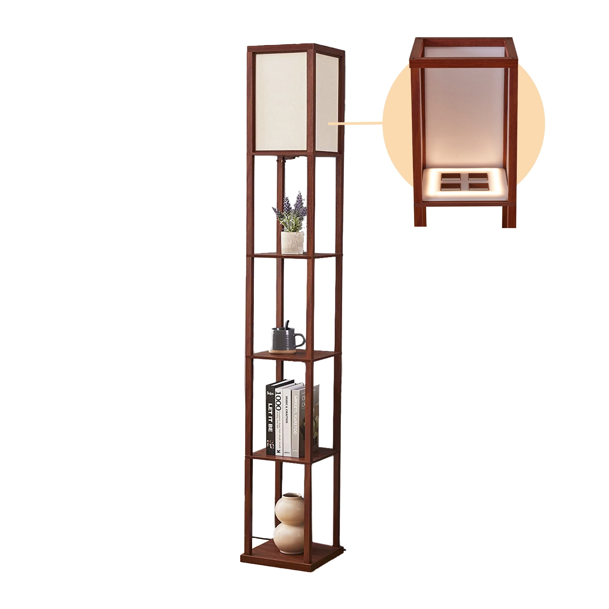 ATAMIN Alvin Floor Lamp with Shelves, Dimmable LED Floor Lamp for ...