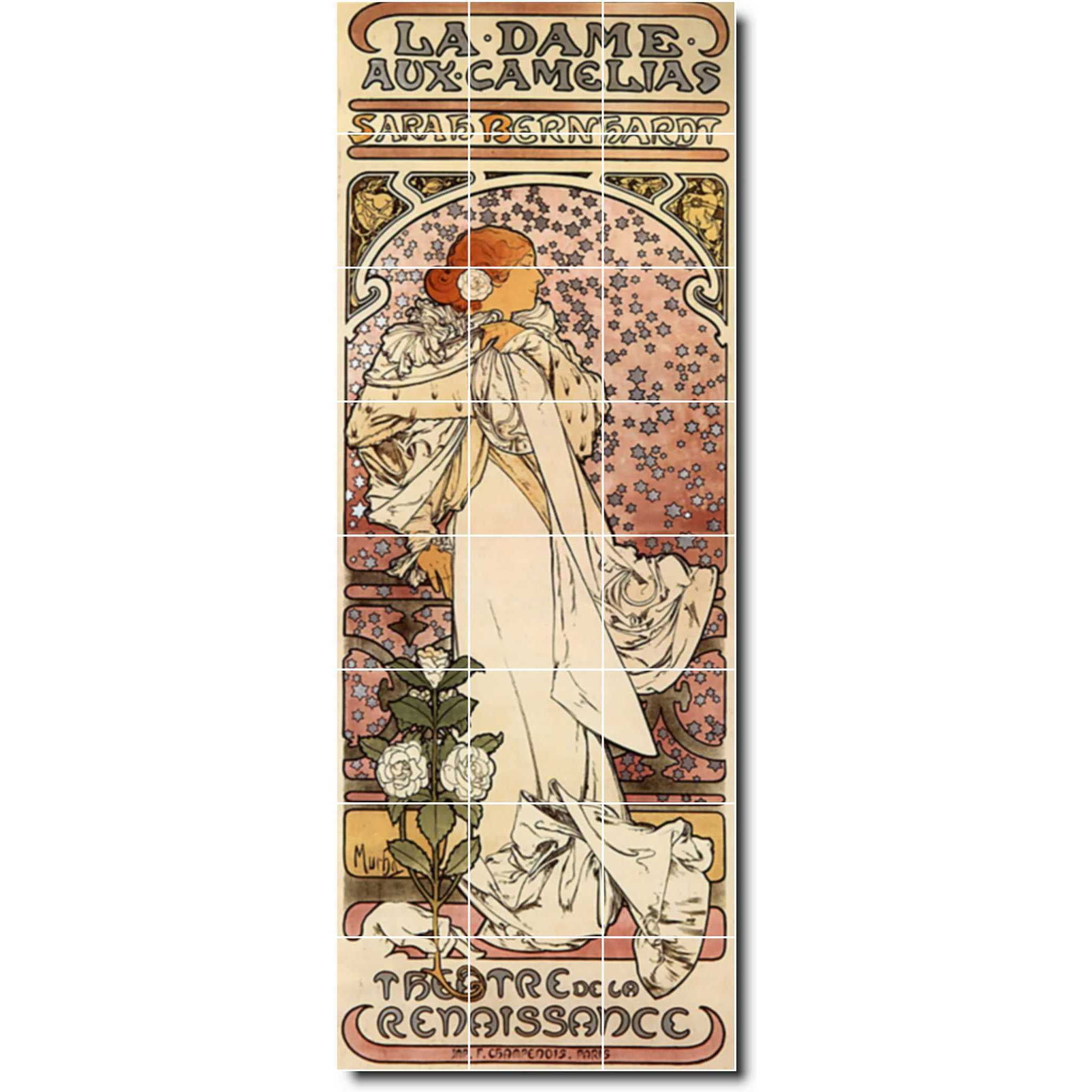 Ceramic Tile Mural-Alphonse Mucha Poster Art Wall Tile Mural 2. 12.75 ...