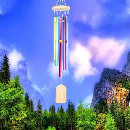 Wind Chime Outdoor deep Tone with 5 Colors Aluminum Tubes,25" Memorial ...