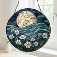 Blue Moonlit Flower Field Glass Suncatcher Hanging Window Poetic Home ...
