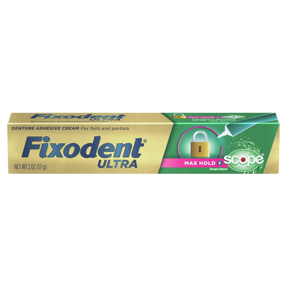 Fixodent Ultra with Scope Flavor, Denture Adhesive, 1.8 oz - Walmart ...