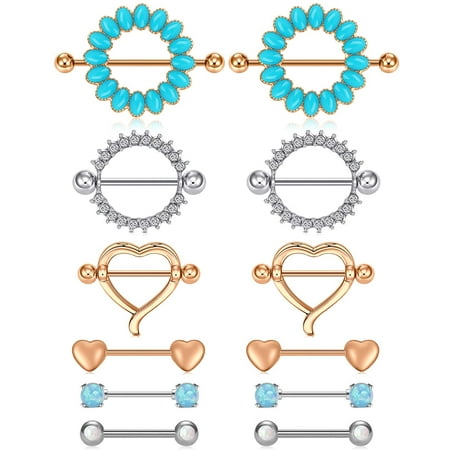 HTWW 14g Nipple Rings Nipplerings Piercing Women Nipple Piercings Body ...