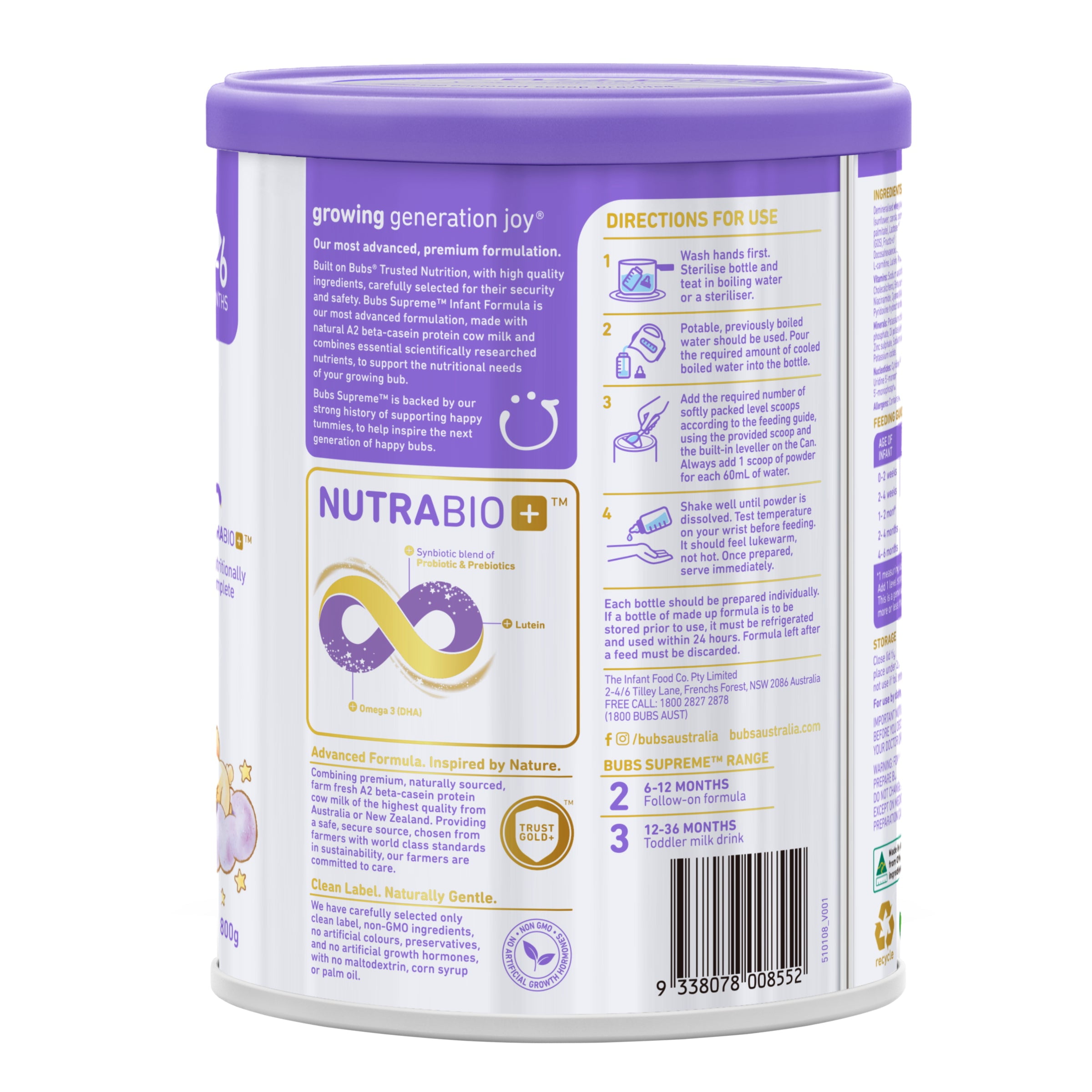 Buy Bubs Supreme Infant Formula, Stage 1, 28.2 oz Online at Lowest ...