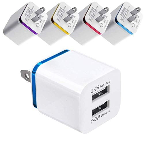 epacks 5-Pack 2.1A/5V Dual 2-Port USB Plug Charger Wall Plug 2.1A + 1 ...