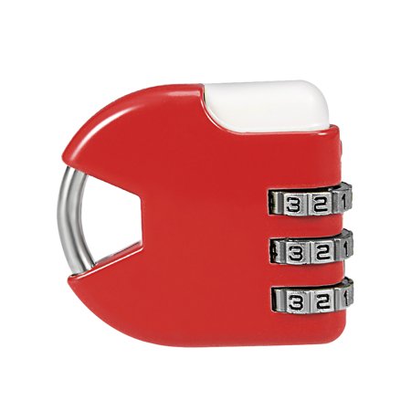 3 Digit Combination Padlock, 3mm Steel Shackle Dia Code Locks, Red ...