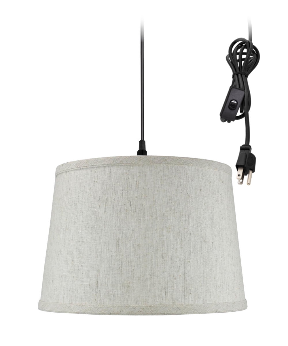 Shallow Drum 1 Light Swag Plug-In Pendant Hanging Lamp 10x12x8 Textured ...