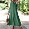 Aellinatey Women's long cotton and linen dress, casual long-sleeved ...