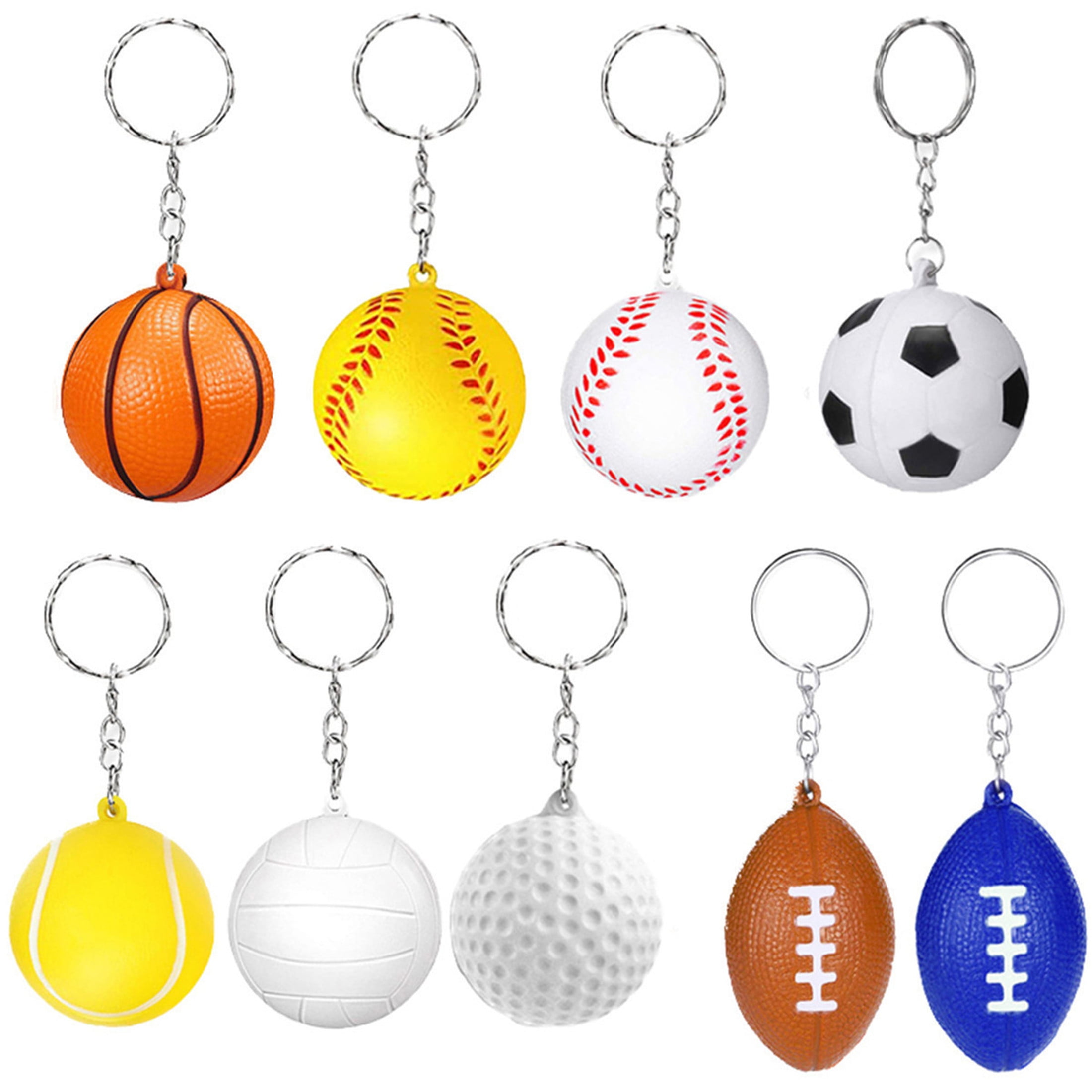 30 Pcs Creative Mini Football Rugby Basketball Tennis Keychain Car Key ...